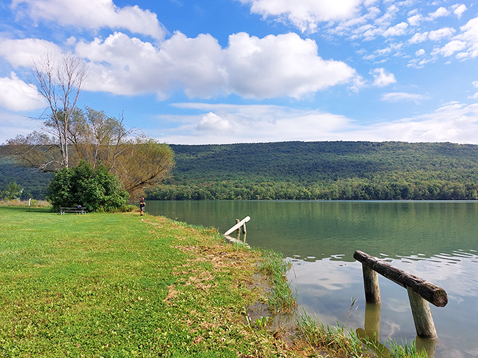 The lake's edge offers a front-row seat to Pennsylvania's rolling mountains. Simplicity becomes luxury when the view looks like this.