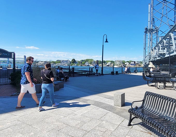 The waterfront promenade invites leisurely strolls with river views that make you forget whatever you were rushing toward.