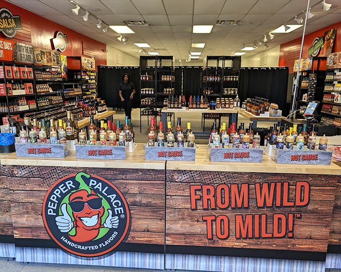 Pepper Palace: where brave souls test hot sauces and the rest of us enjoy the free entertainment of watching their reactions. Tissues recommended.