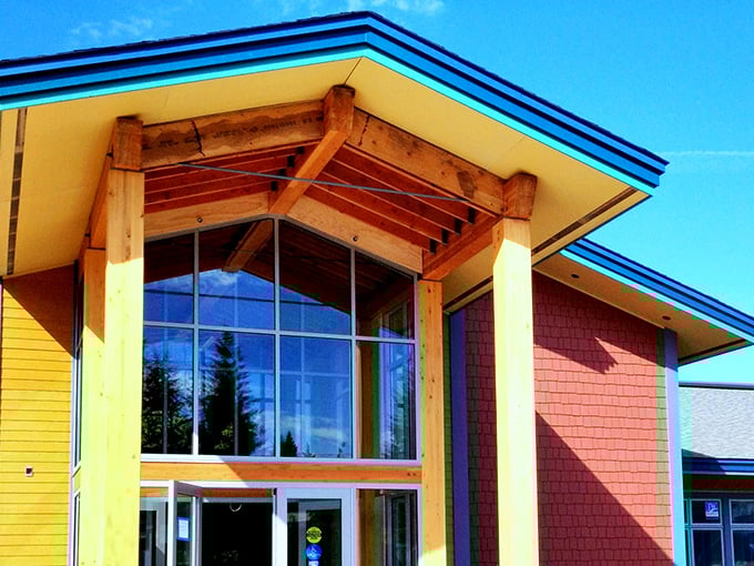 The Petersburg Public Library's soaring wooden beams and sunlit windows invite you to lose yourself in stories.