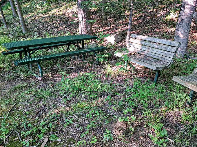 Take a breather at this rustic picnic spot &ndash; the perfect place to unpack lunch after your covered bridge adventure.