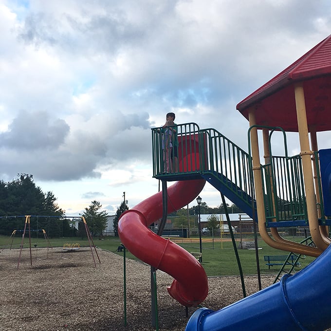 Childhood joy doesn't need fancy equipment&mdash;just a classic playground slide, fresh air, and grandparents ready with the camera and band-aids.