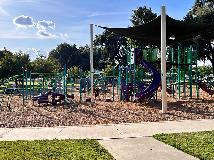 This playground promises adventure for the younger set – where energy is burned and childhood memories are forged one slide at a time.