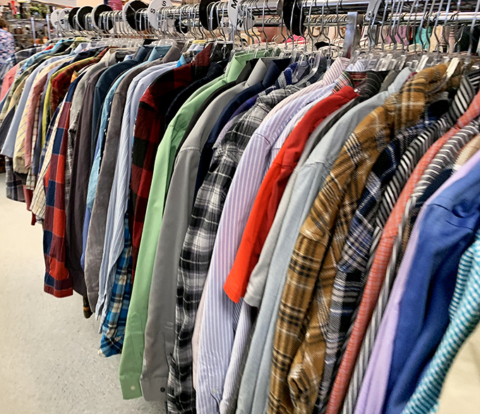 The shirt section&mdash;a textile United Nations where plaids, stripes, and solids coexist in peaceful hanging order.