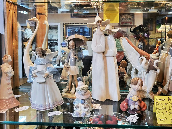 Delicate porcelain figures frozen in eternal grace. Each one survived decades without a chip—more than I can say for dishes in my home.