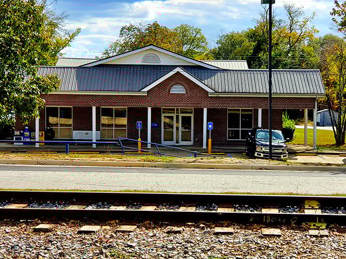 Even the Post Office looks like it belongs in a painting. In Senoia, mailing a package becomes an aesthetic experience.