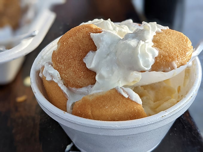 Banana pudding that makes you want to write thank-you notes to whoever invented vanilla wafers. Creamy nostalgia in every spoonful.