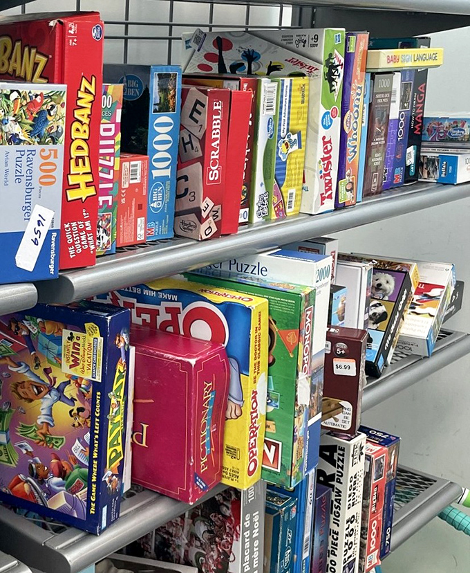 Game night just got cheaper and infinitely more entertaining with puzzles and classics lining these treasure-filled shelves.