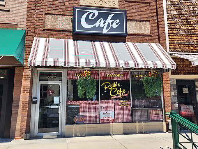 Rath's Cafe embodies small-town dining perfection with its striped awning and promise of "Sweet & Savory Homestyle" meals that grandmother would approve of.