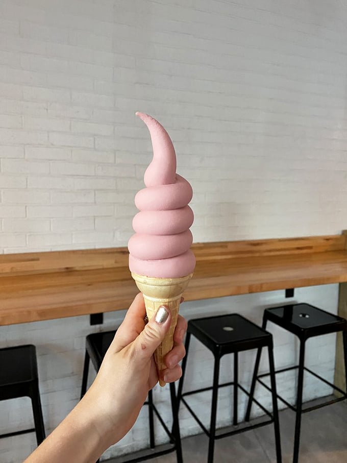 The pretty-in-pink soft serve isn't just Instagram bait&mdash;it's a creamy dream that provides the perfect sweet finale to your pizza feast.