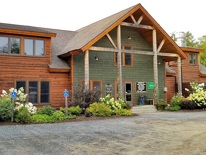 The River Driver's Restaurant blends rustic charm with mountain lodge elegance. Those timber beams practically whisper tales of lumberjacks and wilderness adventures.