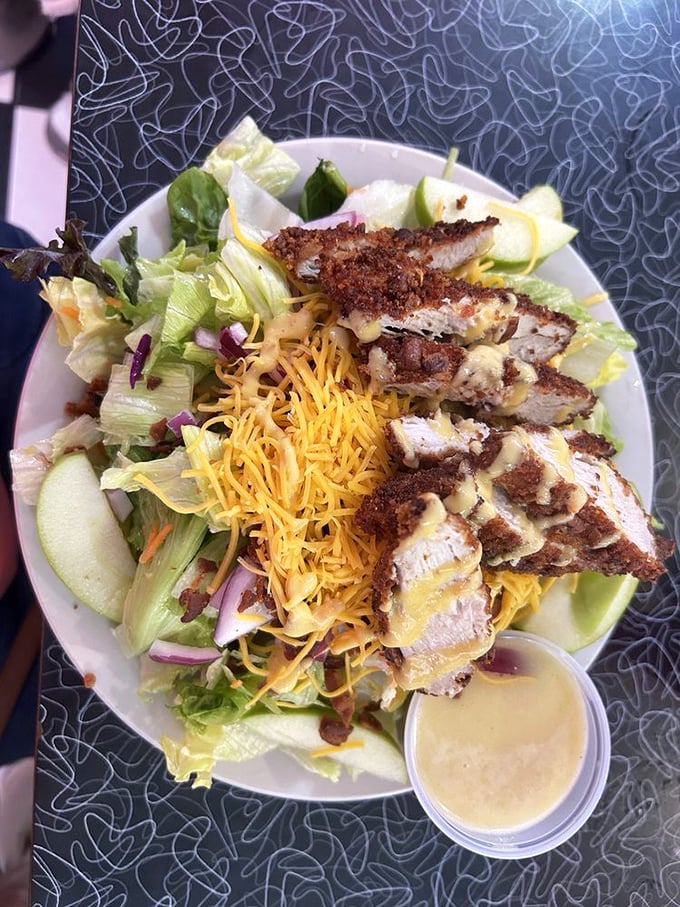 A salad so generous and thoughtfully composed, even your doctor would approve of this particular lunch choice today.