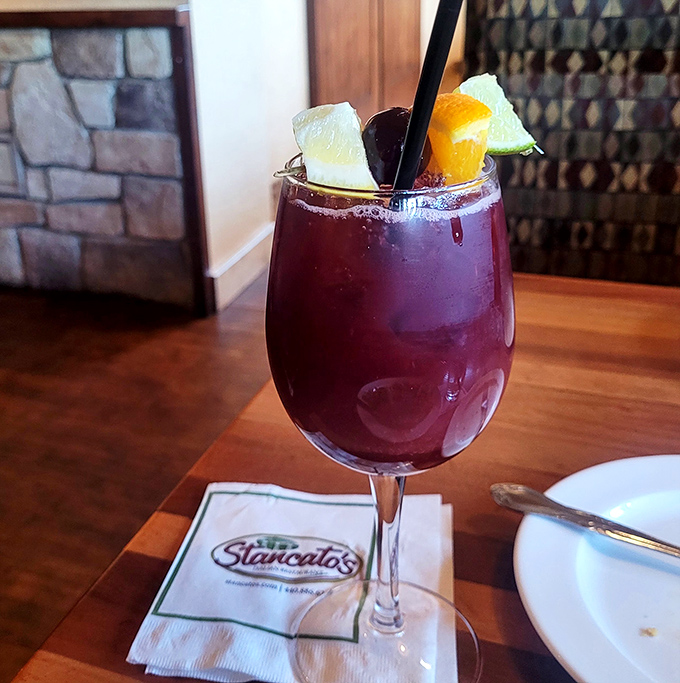 This sangria isn't just a drink, it's a vacation in a glass&mdash;deep purple, fruit-studded, and guaranteed to make Tuesday feel like Saturday.