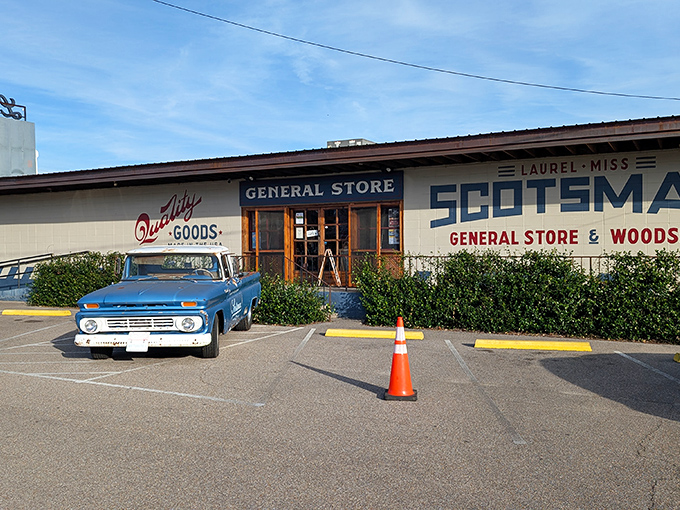 Scotsman General Store's vintage truck seems to have driven straight out of 1962, much like the authentic goods waiting inside.