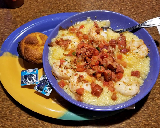 Shrimp and grits topped with bacon because sometimes more really is more, especially when it's this good.