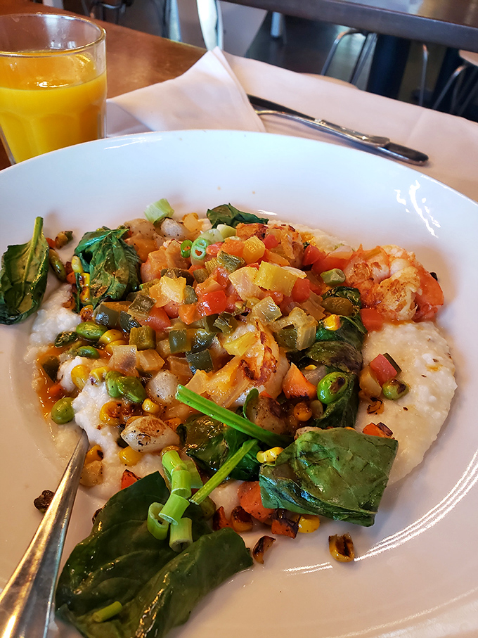 Shrimp and grits with enough color to rival a Colorado sunset. Each bite tells a story of Southern comfort with Rocky Mountain flair.