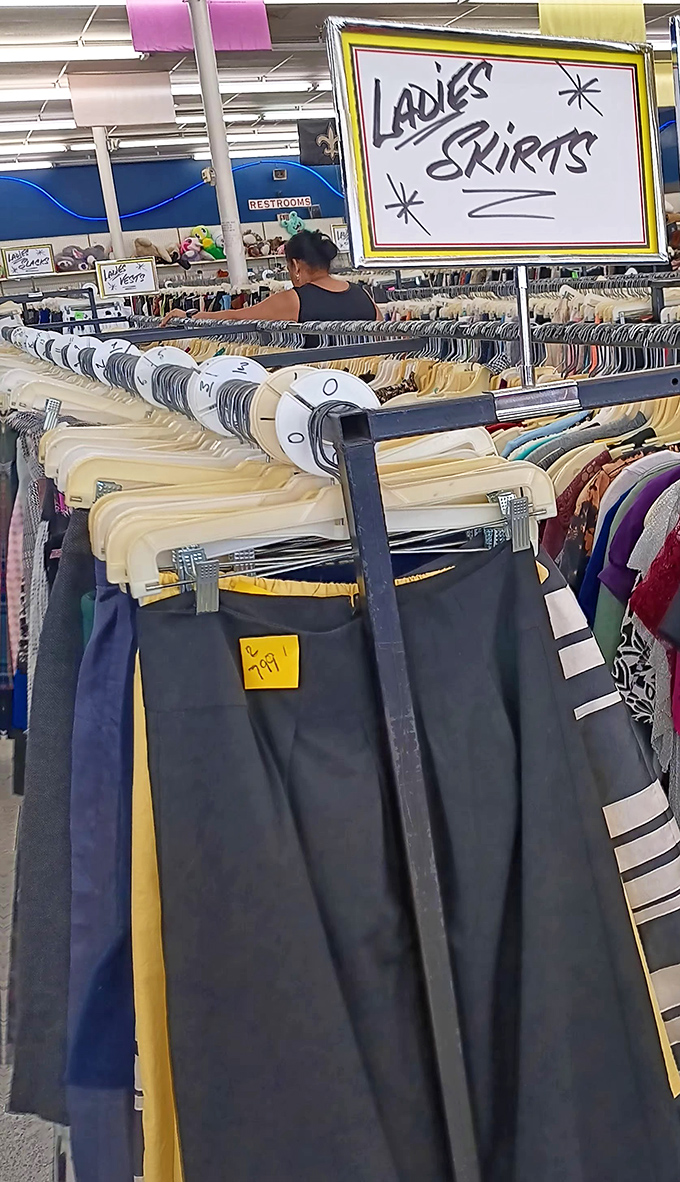 Ladies' skirts section: where fashion meets frugality. That perfect office-to-evening transition piece could be hiding right here.