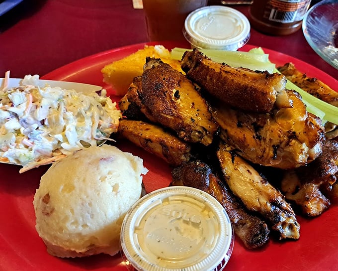 Smoked wings that prove chicken deserves the same respect as brisket, with sides that aren't afterthoughts but co-stars in this delicious production.
