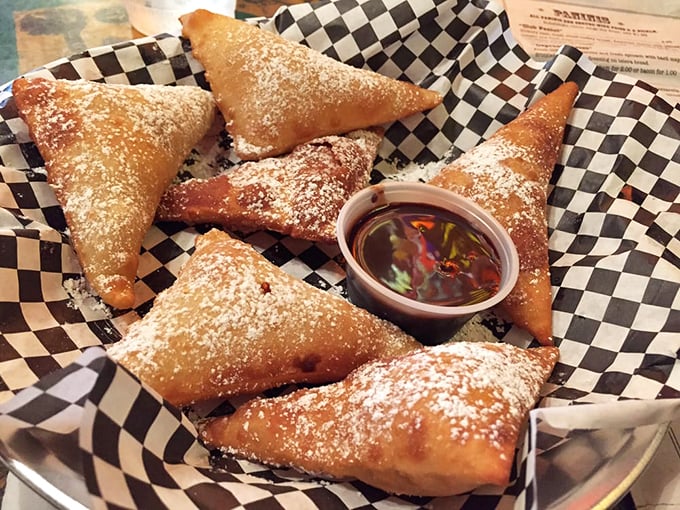 Dessert with a Southwestern swagger &ndash; these powdered sugar-dusted sopapillas with sweet dipping sauce might just be worth the 19th-century stagecoach ride.