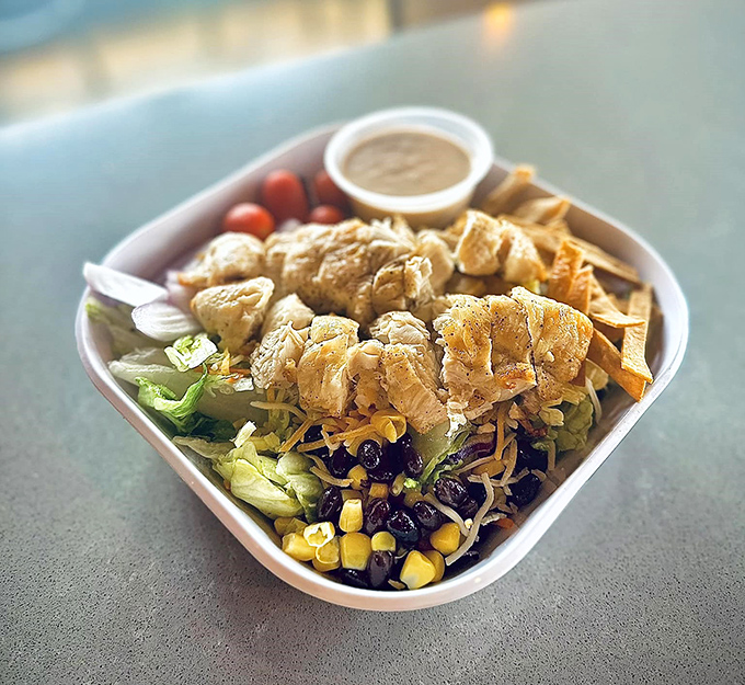 A salad that actually satisfies! This Southwest chicken creation makes eating greens feel like you're getting away with something.