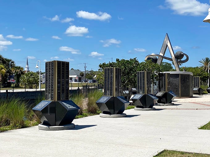 Space View Park's monuments reach skyward, honoring heroes who dared to slip Earth's surly bonds.