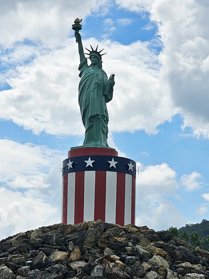 Lady Liberty herself made the journey inland, proving that iconic American symbols look good anywhere&mdash;even atop Pennsylvania rocks.