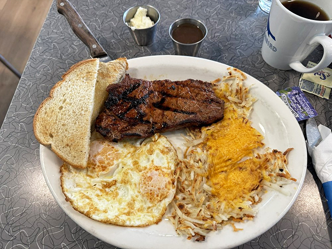 The breakfast of champions: eggs, steak, and hash browns&mdash;a trio more iconic than The Three Tenors and significantly more satisfying at 8 AM.