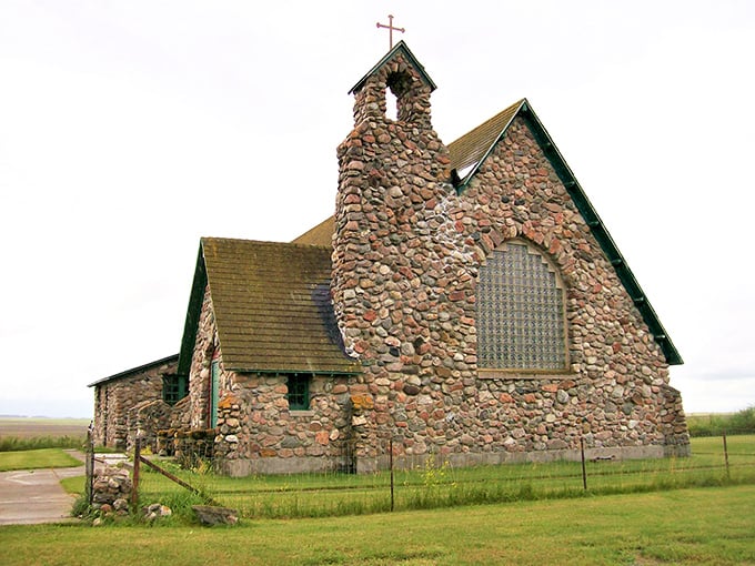 This fieldstone chapel looks like it was plucked from a European countryside and dropped into the prairie &ndash; faith built from the earth itself.