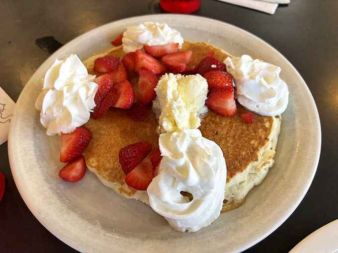 Strawberry pancakes with whipped cream&mdash;where "I'll just have a bite" becomes "I need another order" faster than you can say "vacation calories don't count."