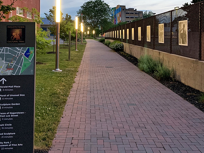 The Hagerstown Cultural Trail illuminates art and history after dark, creating a pathway of discovery that's as beautiful as it is educational.