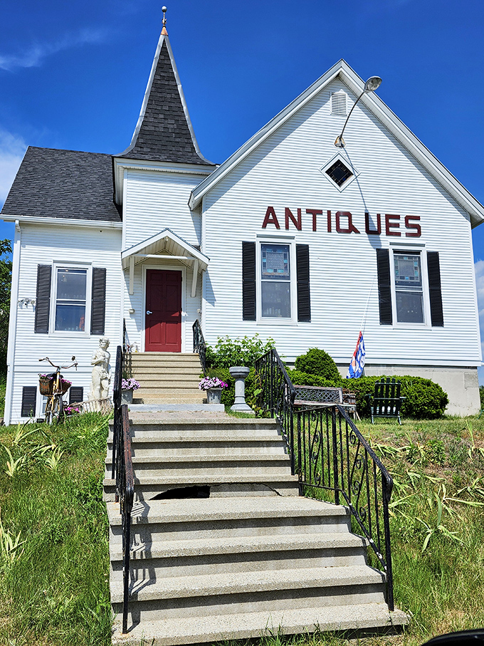 This charming converted church now houses treasures of the past, where "antiquing" becomes both noun and favorite retirement verb.