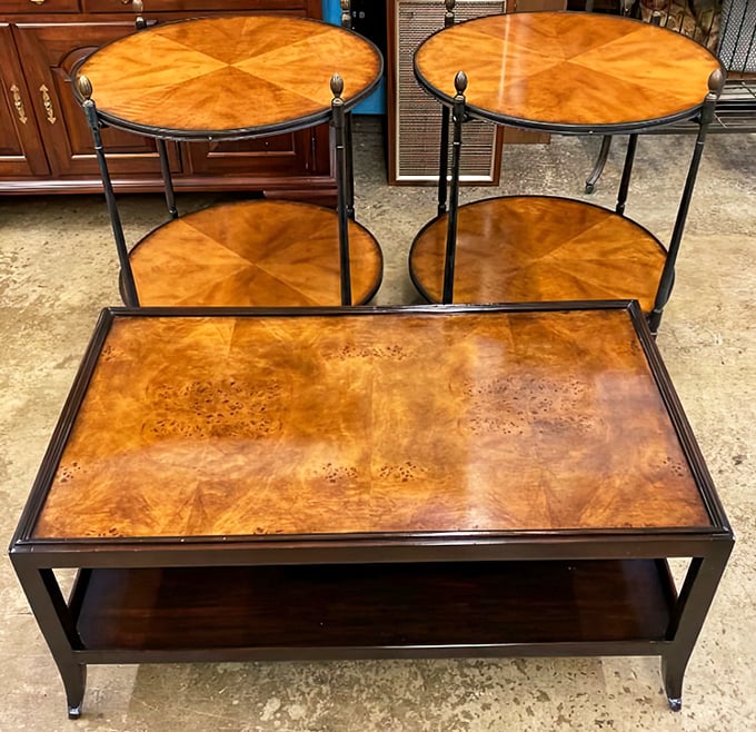 These burl wood tables aren't furniture&mdash;they're functional art, where morning coffee becomes a sophisticated ritual.