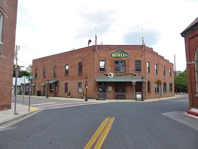 Berlin's Town Hall anchors the community with solid brick and sensibility, much like the town's approach to reasonable living costs.