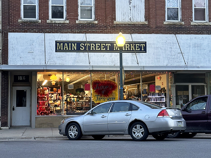 Main Street Market's warm glow beckons shoppers inside, promising treasures that big-box stores traded for self-checkout frustration.