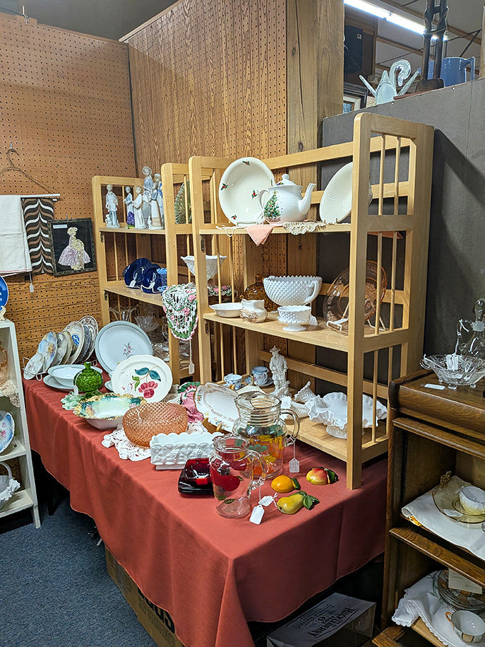 Grandma's china cabinet has nothing on this display of vintage dishware. Sunday dinners would feel positively regal with these pieces. 