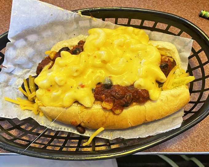 Even vegans get to join the party with this colorful creation. Proof that plant-based doesn't mean pleasure-deprived in Cleveland's hot dog paradise.