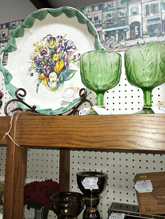 That mint green floral plate isn't just dishware &ndash; it's a time machine to family gatherings where Jell-O molds were considered haute cuisine.