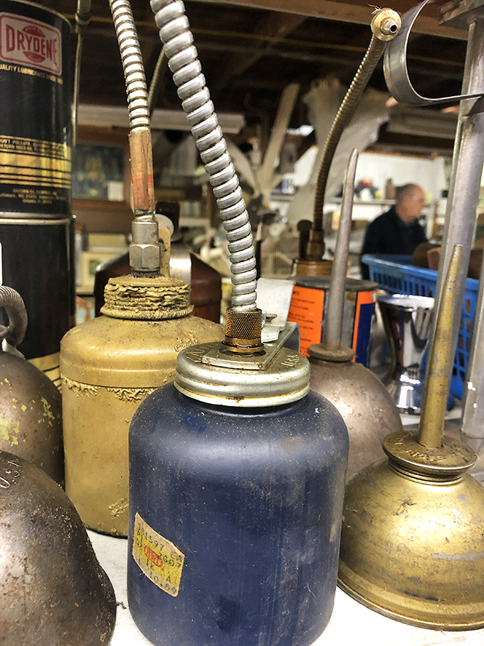 These vintage oil cans aren't just old containers &ndash; they're industrial art from an era when even utilitarian objects were designed with character and built to last.