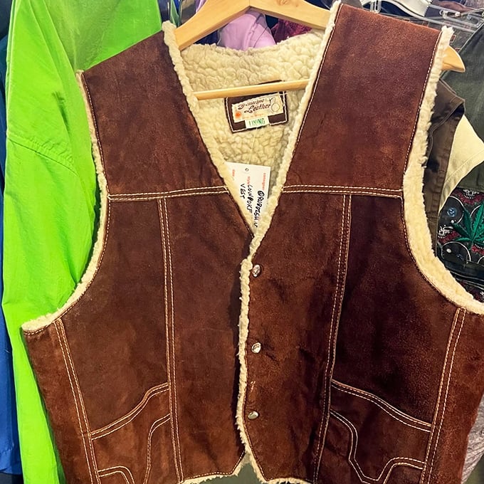 This sheepskin vest has seen things. Probably a Phish concert or two, definitely at least one Vermont winter.