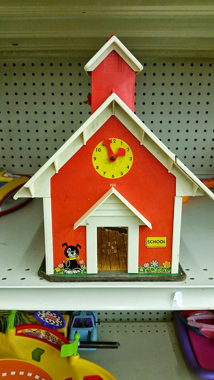 The little red schoolhouse clock that could. Nostalgia comes in all sizes, especially when it's telling you it's always time to shop.