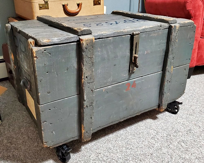 This weathered military trunk on casters has seen things&mdash;and now it's ready to store your secrets too.