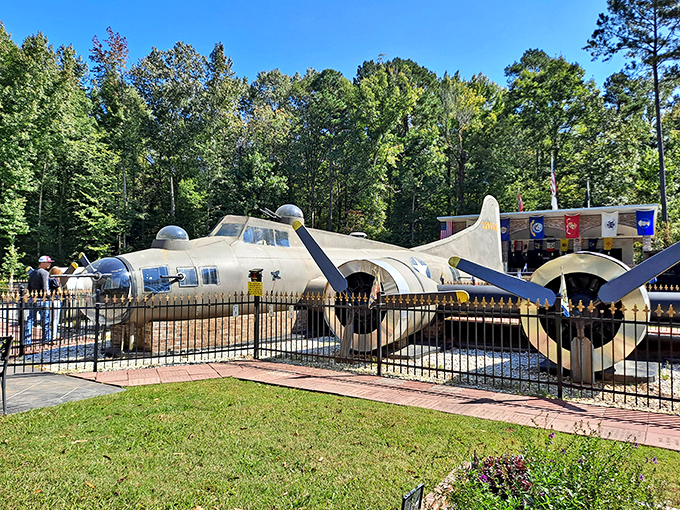 This vintage aircraft display isn't just metal and memories – it's a tangible connection to the Greatest Generation's courage and sacrifice.