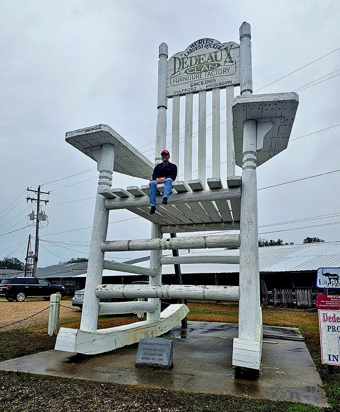 Some visitors take "sitting on top of the world" quite literally at this Mississippi roadside wonder.
