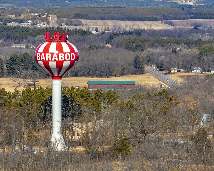 The circus-striped water tower reminds everyone that this town's got history more colorful than most retirement destinations.