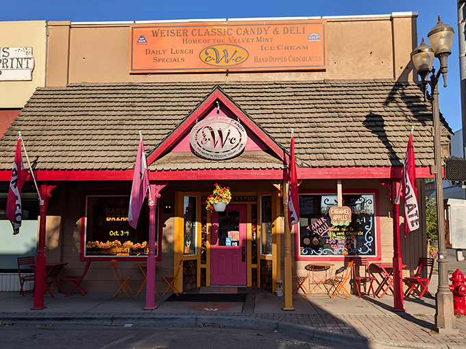 The Classic Candy store beckons with pink paint and sweet promises that your dentist doesn't need to know about.