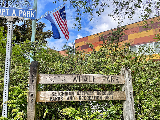 Whale Park: possibly the most accurately named park in America. No false advertising here, just pure Alaskan charm.