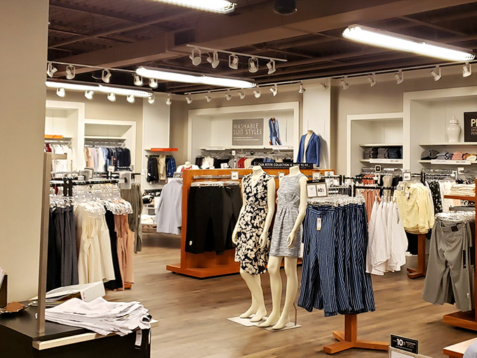 Mannequins showing off what you could look like if you owned these clothes&mdash;and also had no head or internal organs.