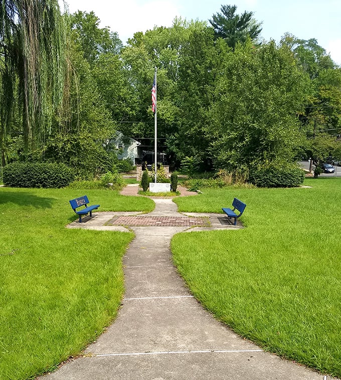 Woodbury Rotary Park offers peaceful benches where contemplation happens naturally and smartphones become wonderfully irrelevant.