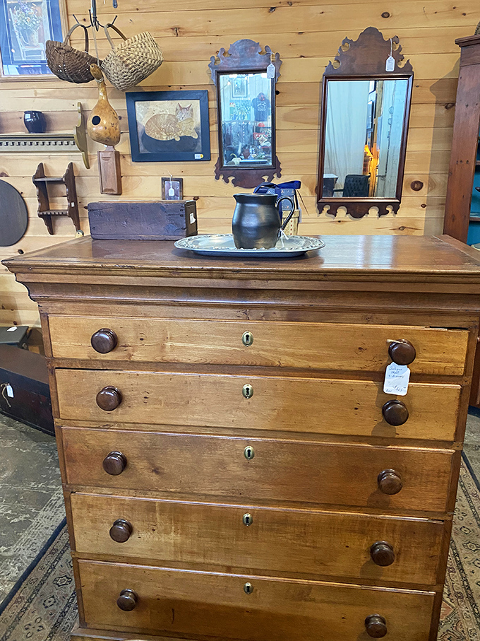 This isn't just a chest of drawers—it's a time capsule with knobs, where someone once stored their most treasured possessions.