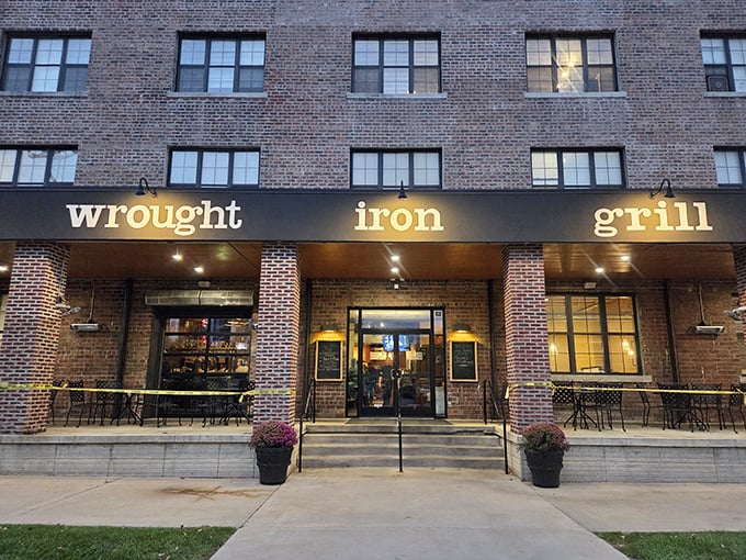 Wrought Iron Grill's warm brick exterior promises comfort food with just enough sophistication to impress visiting relatives.